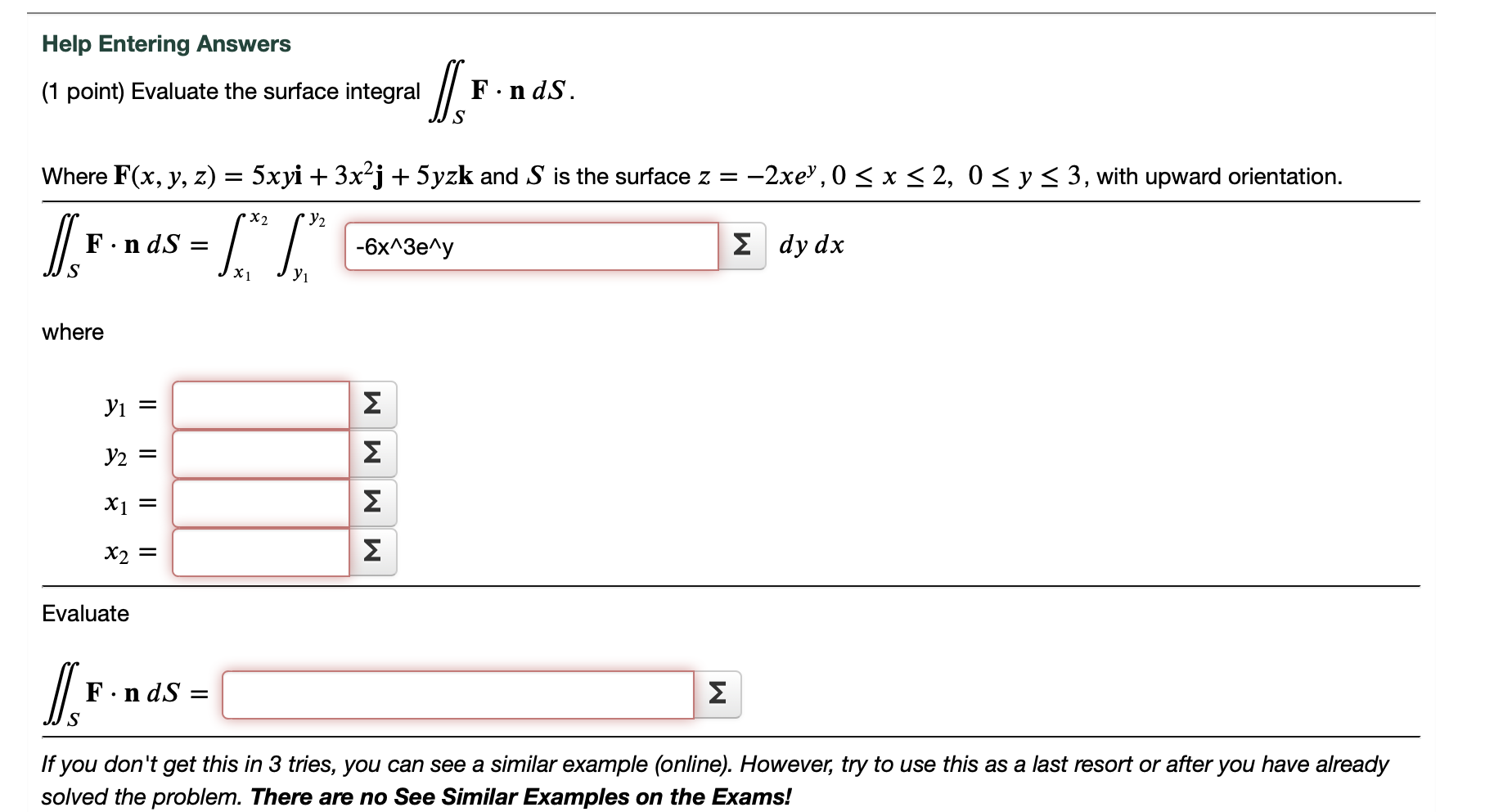 Solved Help Entering Answers (1 point) Evaluate the surface | Chegg.com