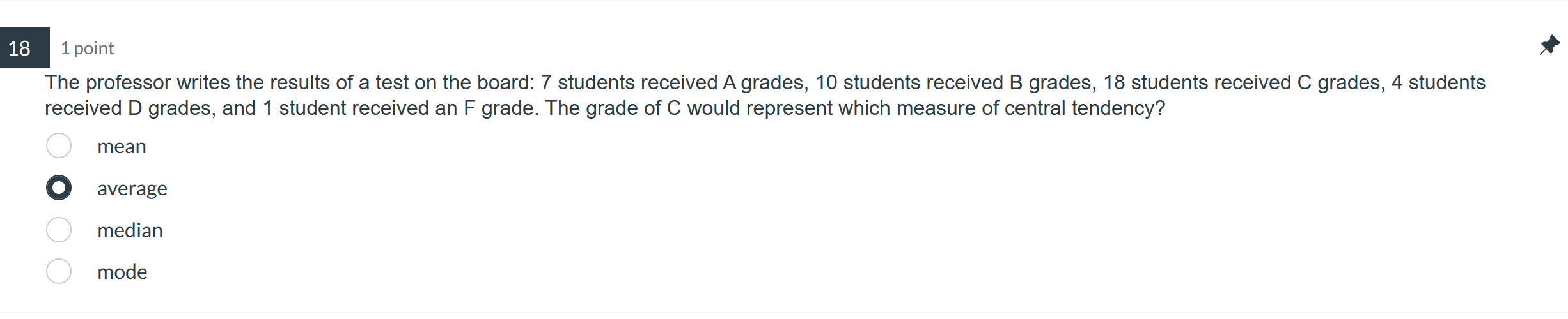 Solved 1 ﻿pointThe professor writes the results of a test on | Chegg.com