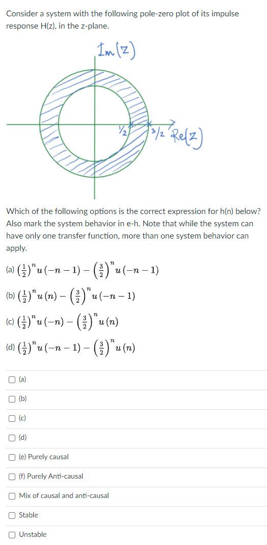Solved Consider a system with the following pole-zero plot | Chegg.com