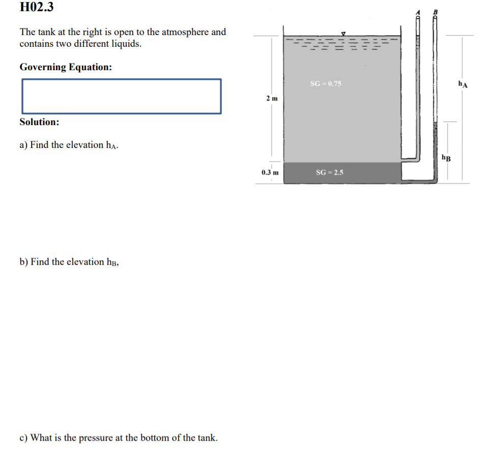 Solved H02.3 The tank at the right is open to the atmosphere | Chegg.com