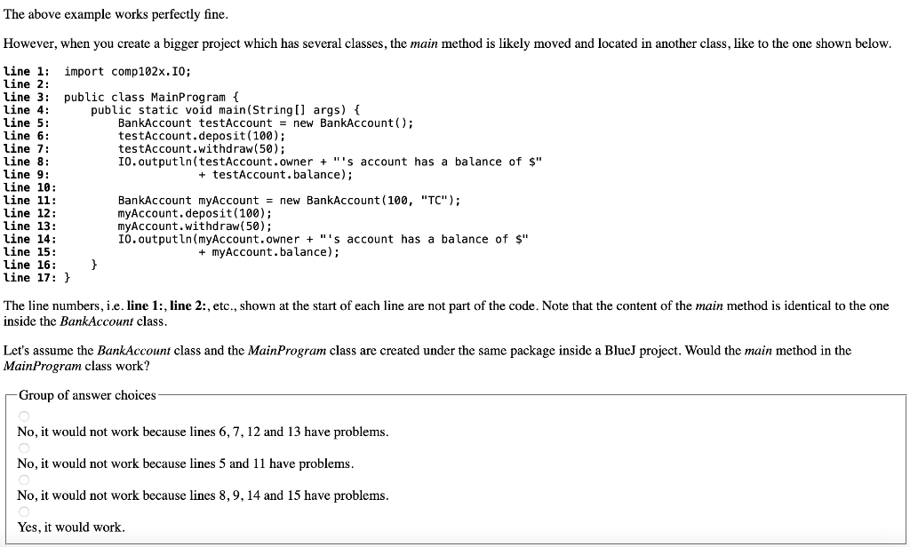 Solved Question 8 3 pts Here is a bank account example given | Chegg.com