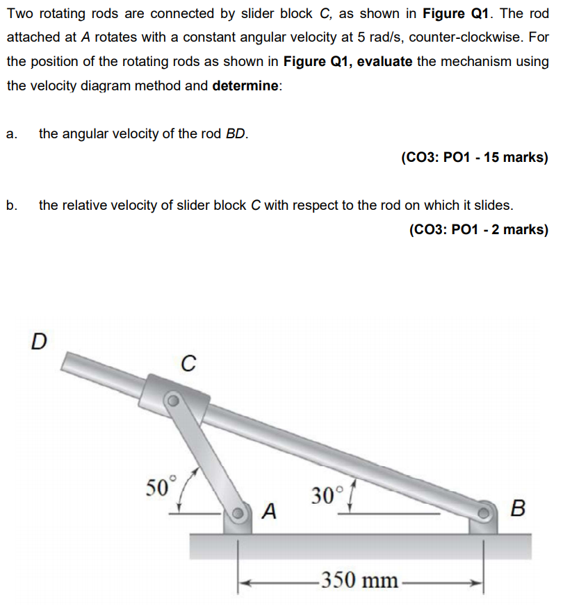 Solved Two rotating rods are connected by slider block C, as | Chegg.com