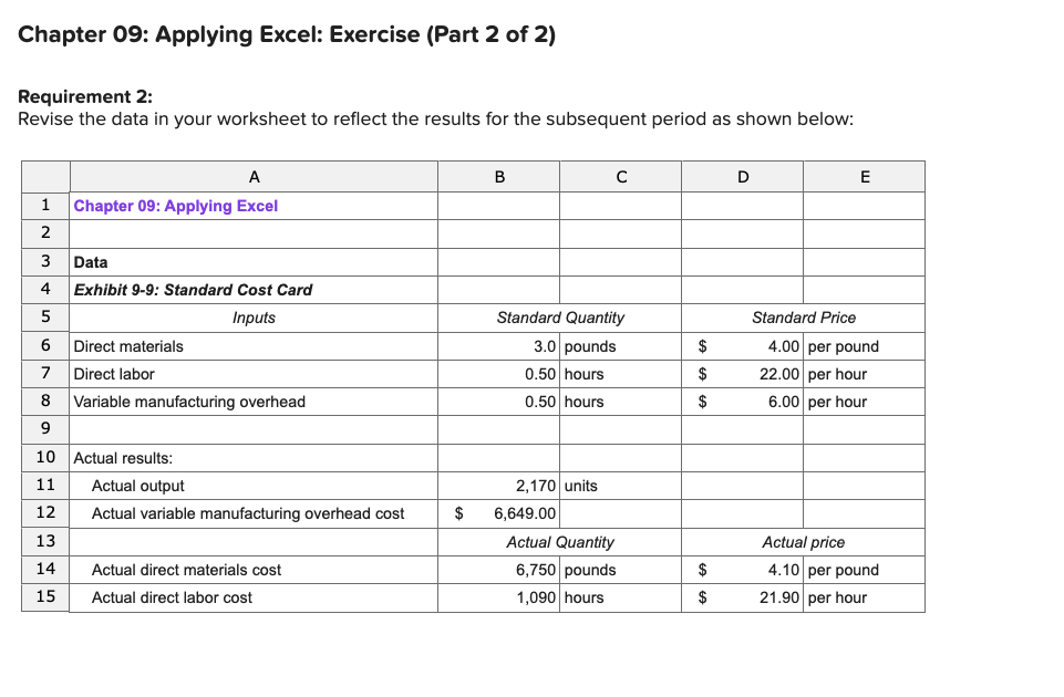 Solved Chapter 09: Applying Excel: Exercise (Part 2 of 2) | Chegg.com