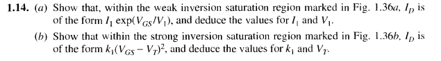 Solved 1.14. (a) Show that, within the weak inversion | Chegg.com