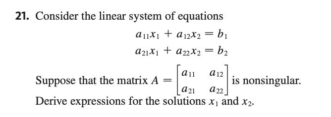 Solved 21. Consider the linear system of equations | Chegg.com