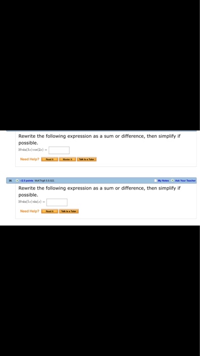 Solved Rewrite the following expression as a sum or | Chegg.com