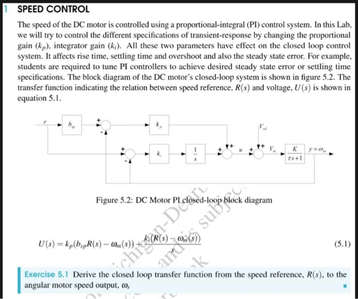 Solved SPEED CONTROL The speed of the DC motor is controlled | Chegg.com