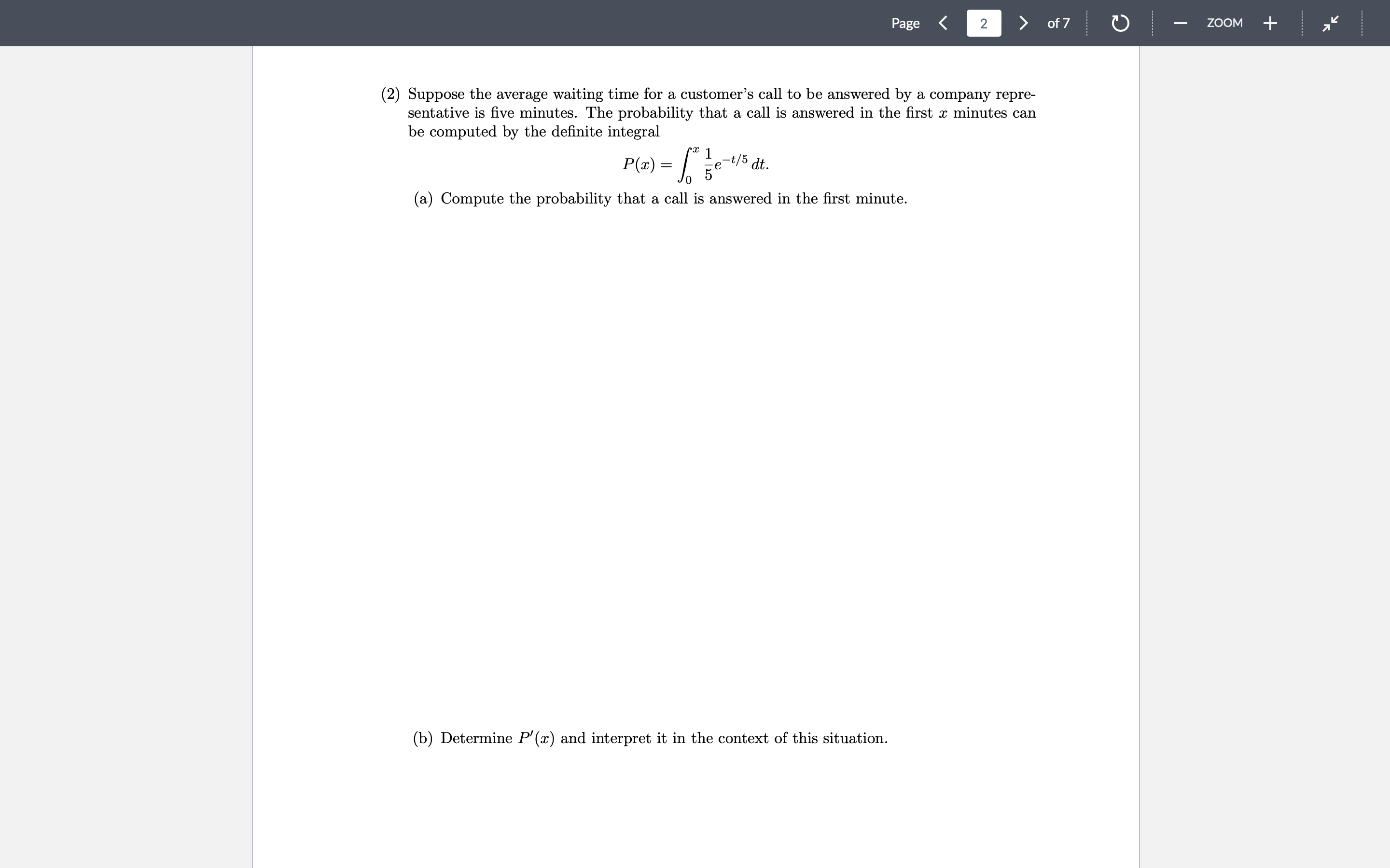 Solved suppose the average waiting time for customer's call | Chegg.com