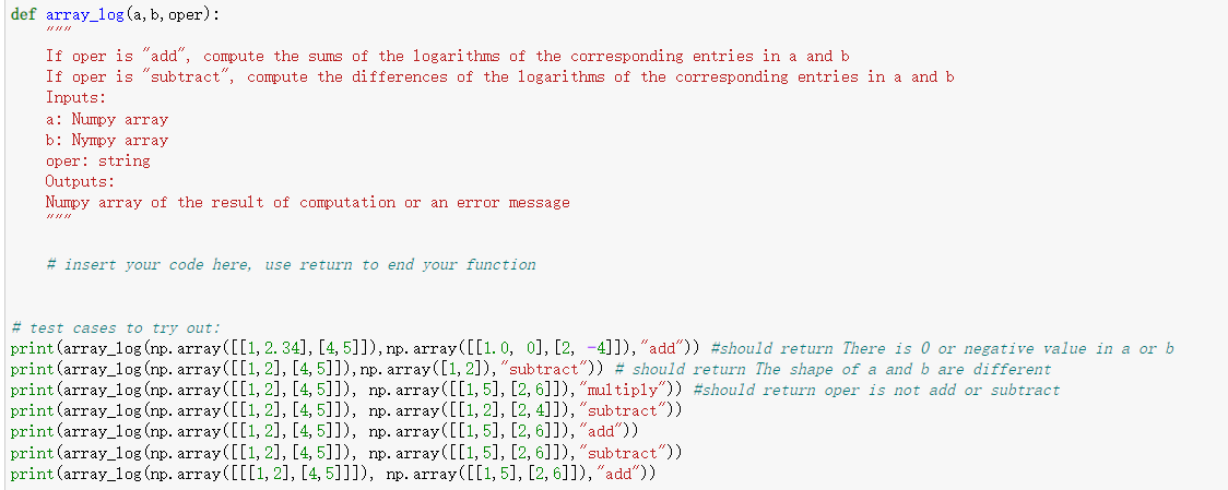 Solved Given Two Numpy Arrays A B And A String Oper Write 2516