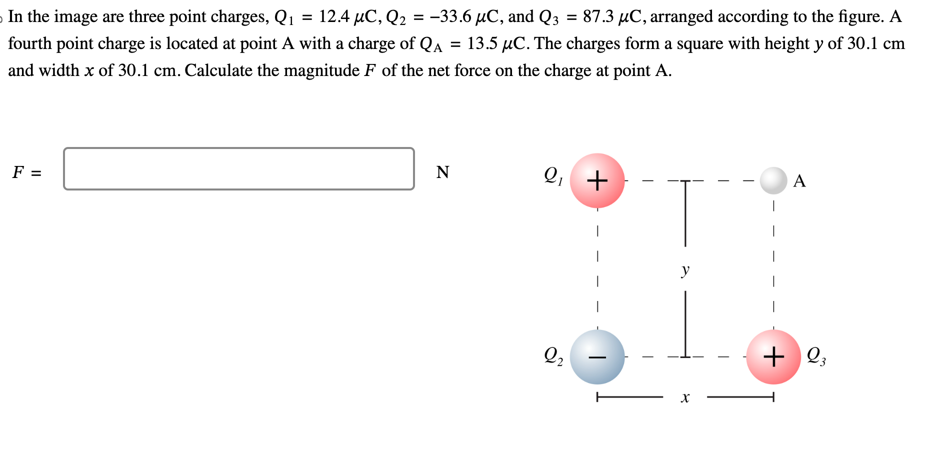Solved In the image are three point charges, 𝑄1=12.4 𝜇C, | Chegg.com