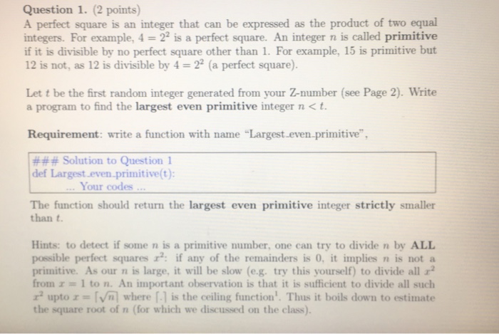Solved Question 1. (2 points) A perfect square is an integer | Chegg.com