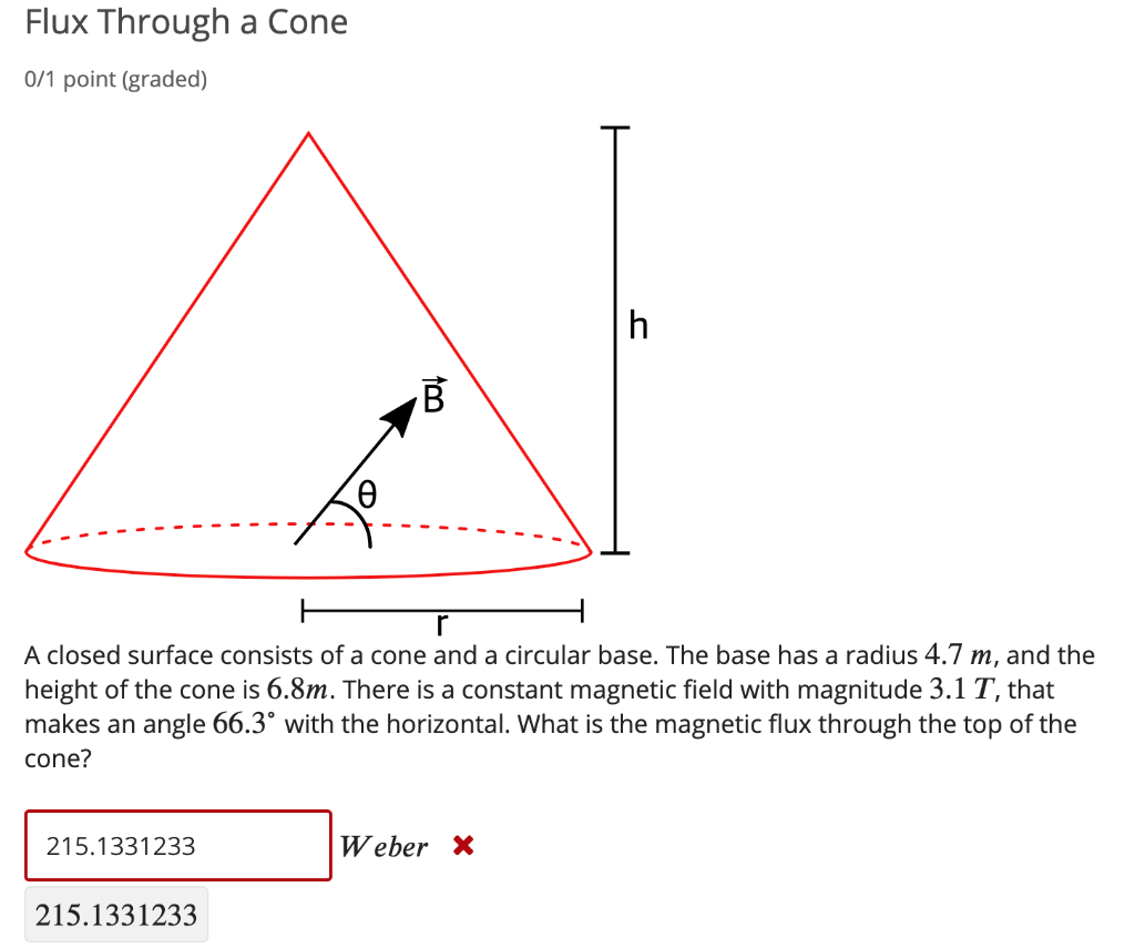Solved Flux Through a Cone 0/1 point (graded) h B Ꮎ r A | Chegg.com