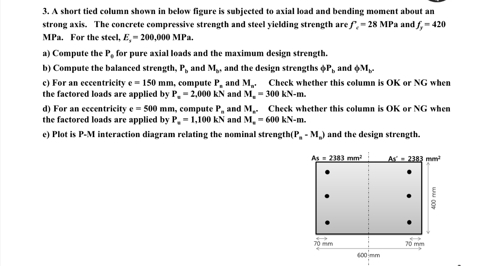 Solved 3. A short tied column shown in below figure is | Chegg.com