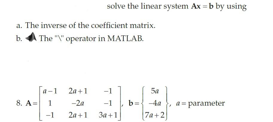Solved solve the linear system Ax = b by using a. The | Chegg.com