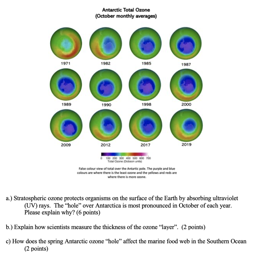 Solved Antarctic Total Ozone (October monthly averaqes) | Chegg.com