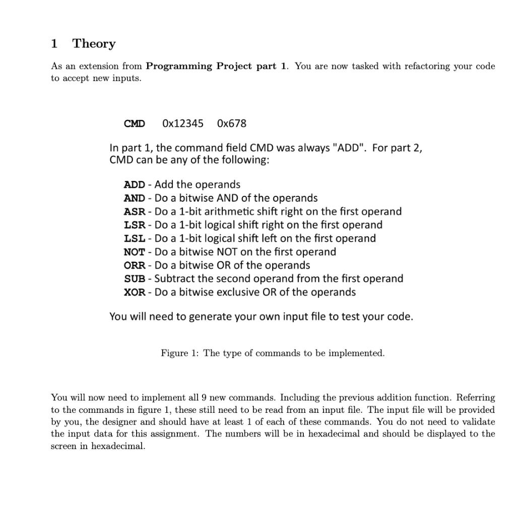 Solved 1 Theory As an extension from Programming Project | Chegg.com