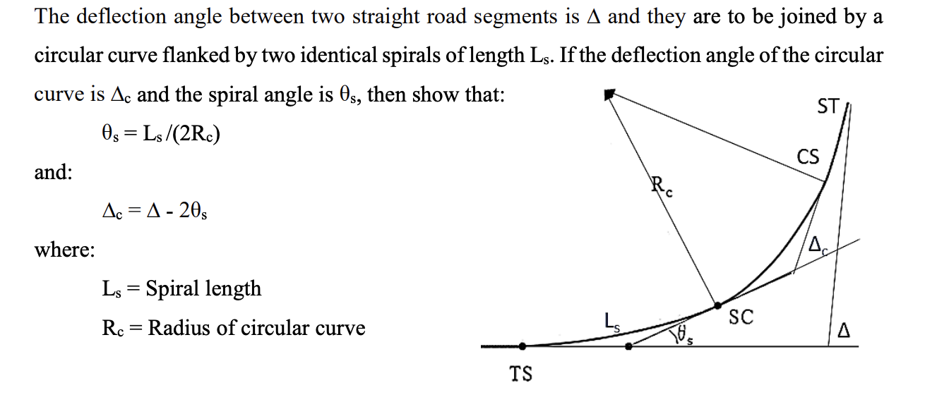Solved The deflection angle between two straight road | Chegg.com