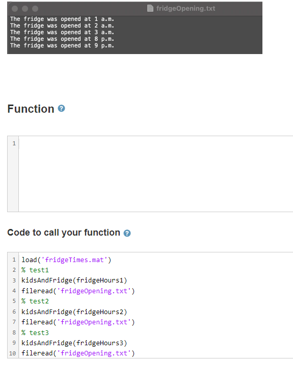 Solved Function Name: kidsAndFridge Inputs: • (vector of | Chegg.com