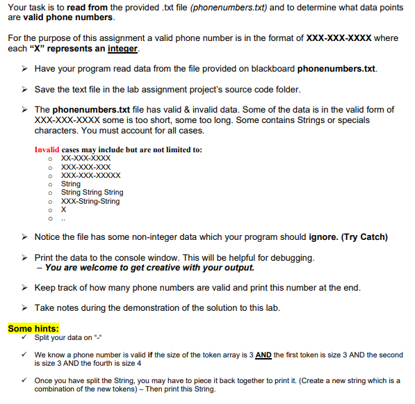 Solved Your task is to read from the provided .txt file | Chegg.com