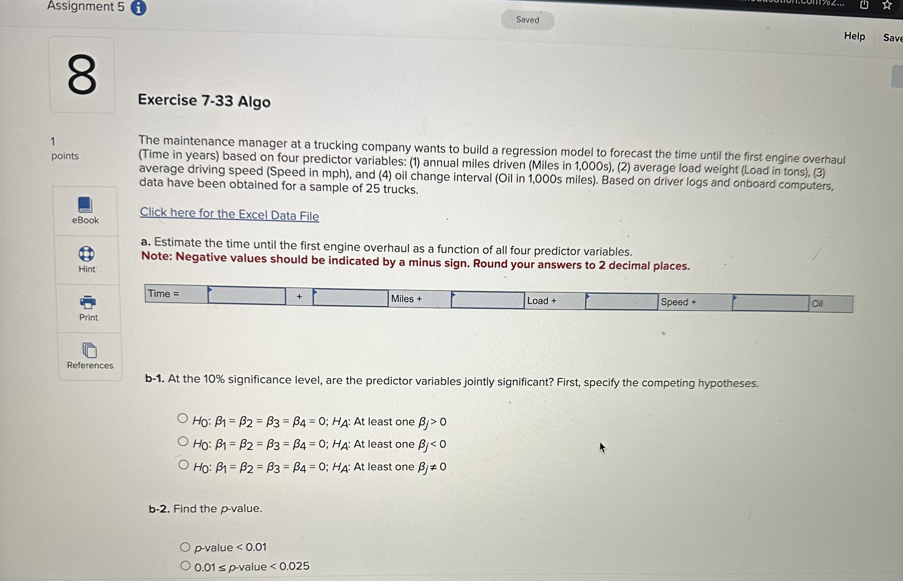c-1. Are the predictor variables individually | Chegg.com