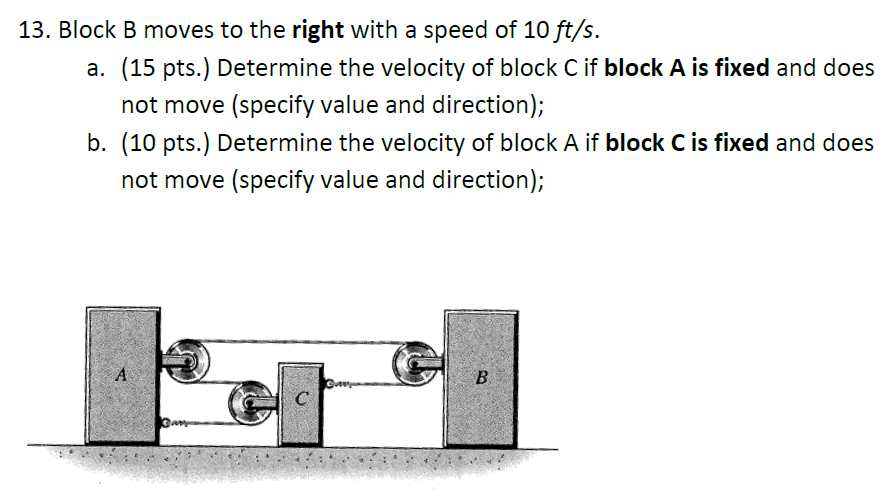 Solved 13. Block B moves to the right with a speed of | Chegg.com