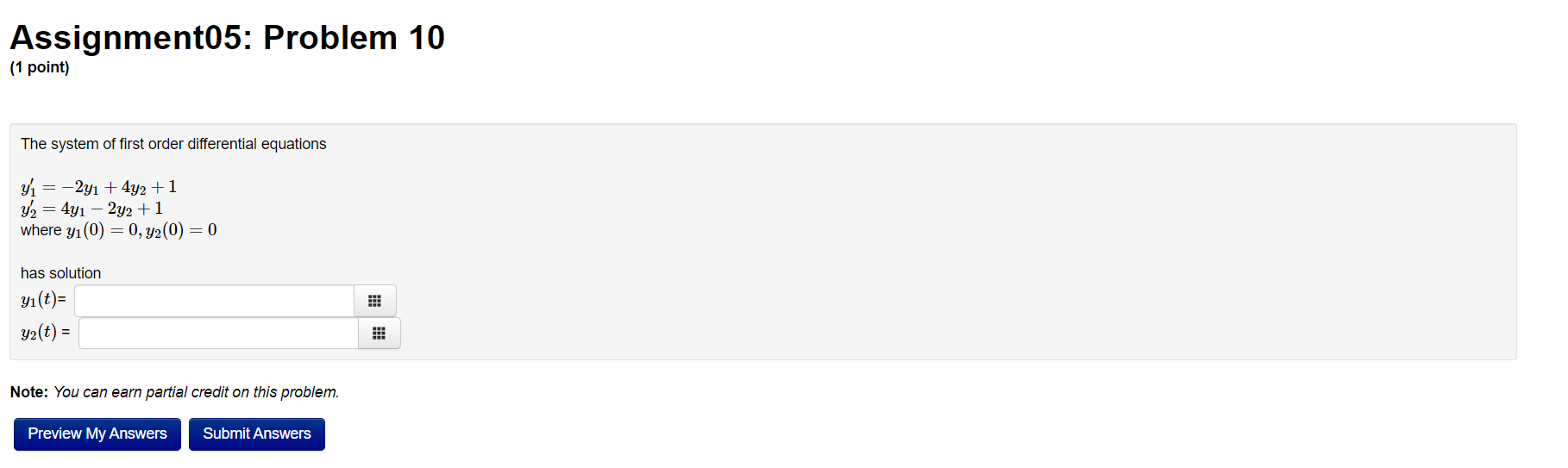 Solved Assignment05: Problem 10 (1 point) The system of | Chegg.com