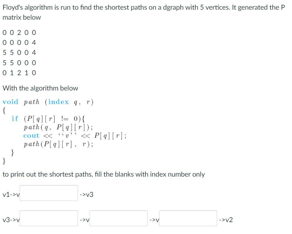 Floyd's algorithm is run to find the shortest paths | Chegg.com