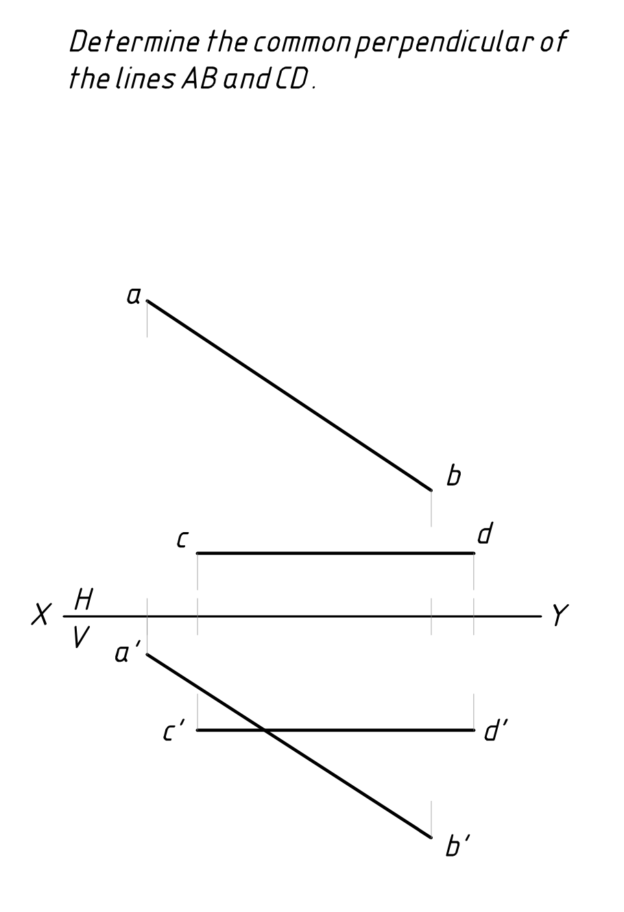 Solved Determine the common perpendicular of the lines AB | Chegg.com