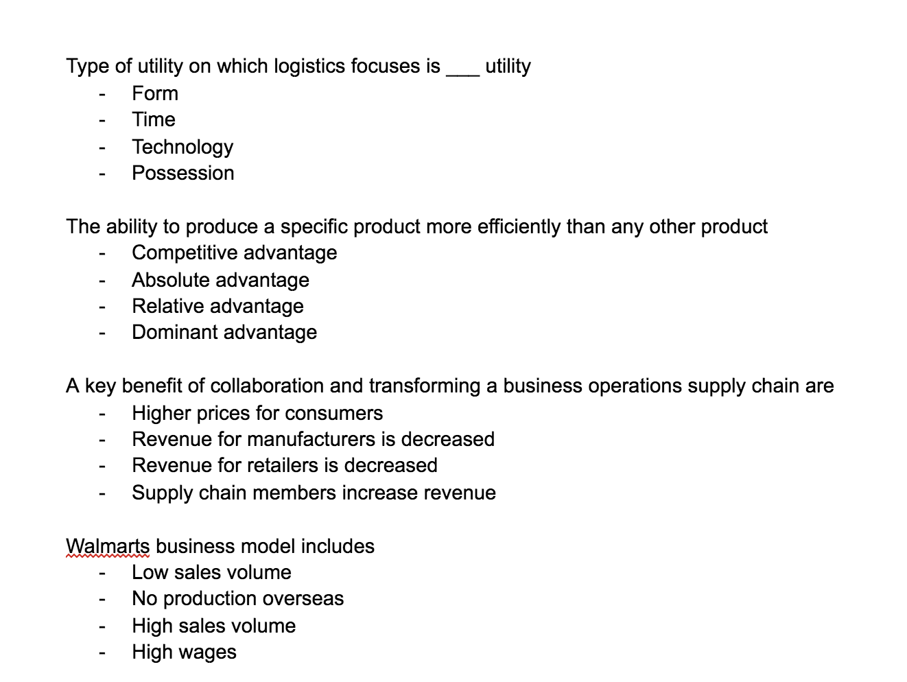 Solved utility Type of utility on which logistics focuses is | Chegg.com