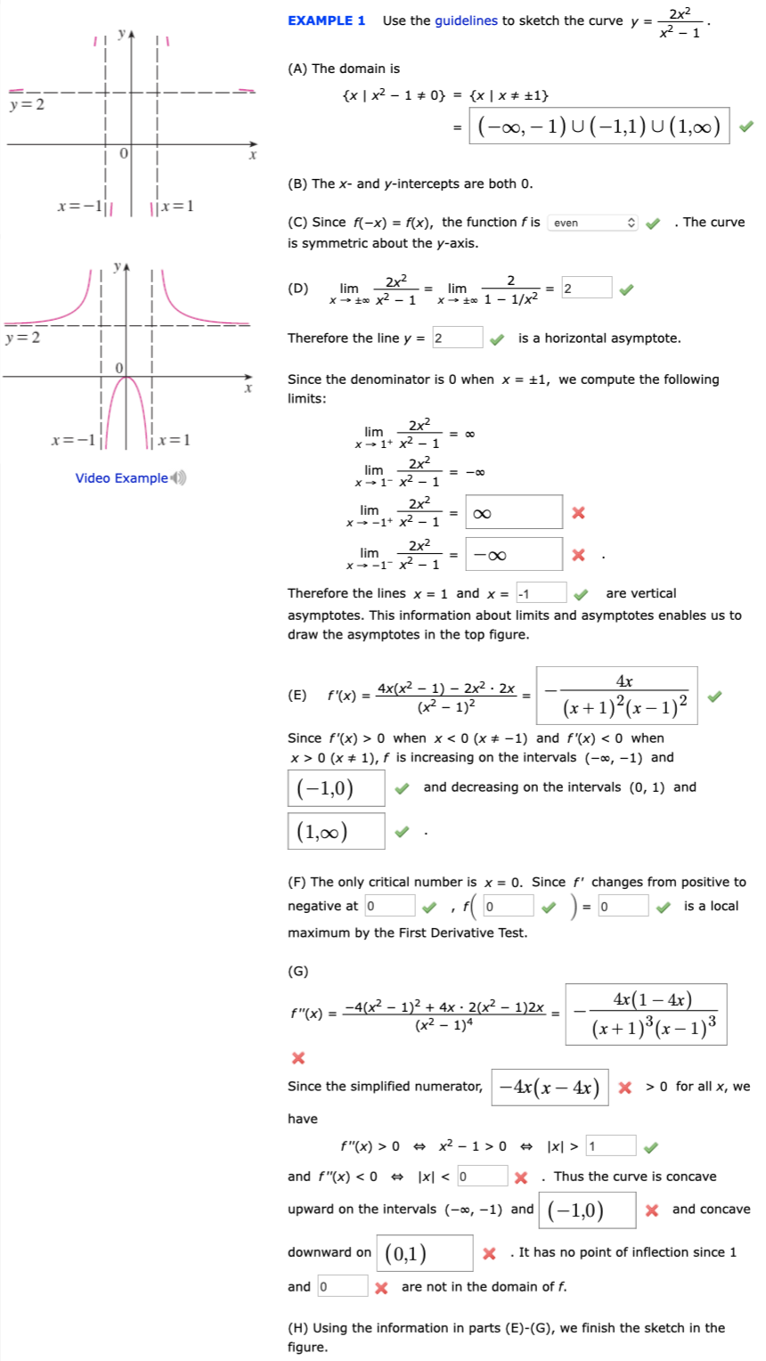 Solved EXAMPLE 1 2x2 Use the guidelines to sketch the curve | Chegg.com