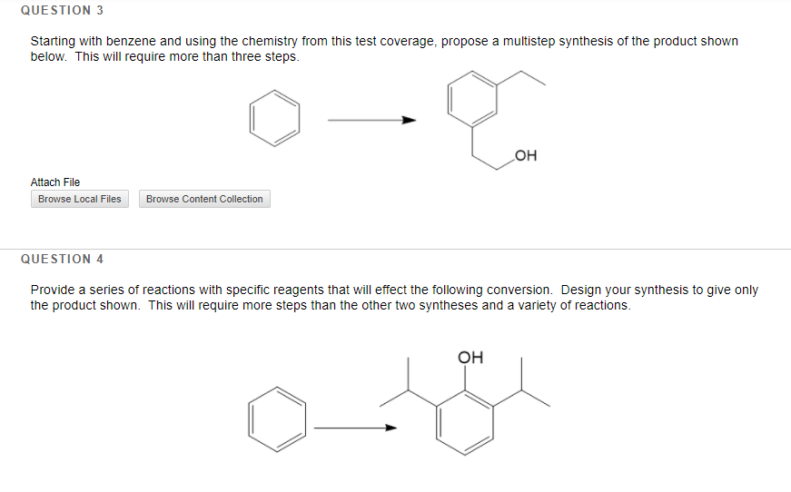 Solved QUESTION 3 Starting with benzene and using the | Chegg.com
