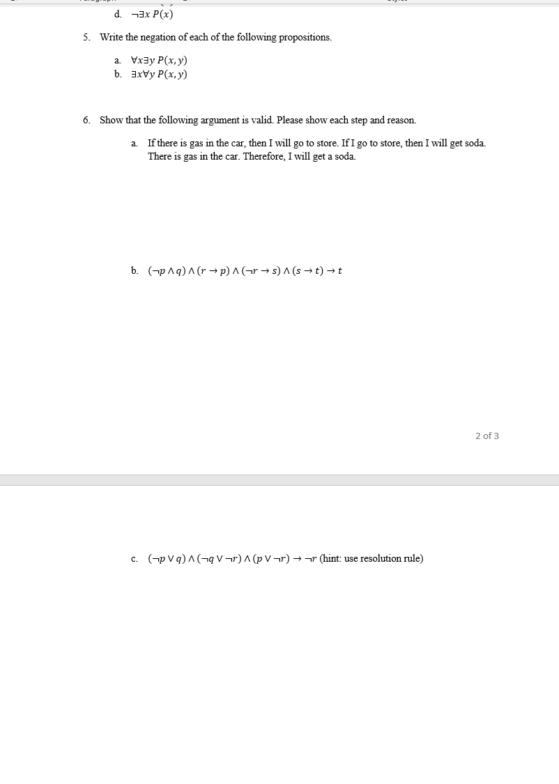 Solved Type your answer under each question. Please do NOT | Chegg.com
