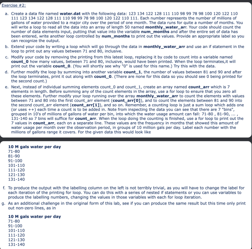 Solved a. Create a data file named water.dat with the | Chegg.com