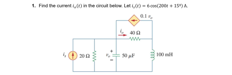 Solved Find the current io(t) in ﻿the circuit below. Let | Chegg.com