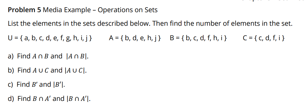 Solved Problem 5 Media Example - Operations on Sets List the | Chegg.com