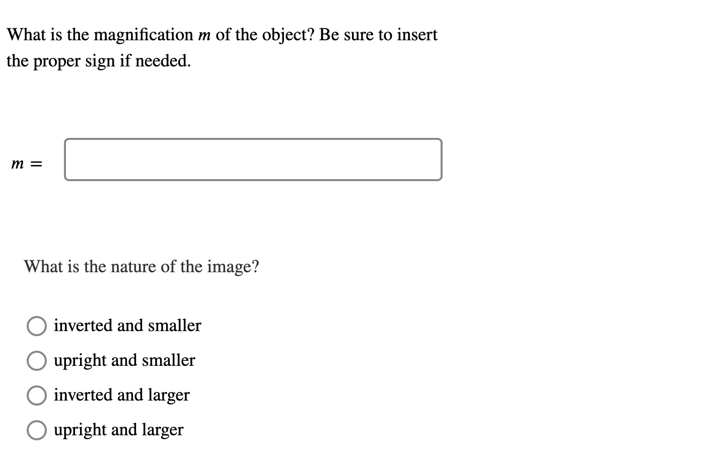 Solved = Determine the image distance d; for an object d. | Chegg.com