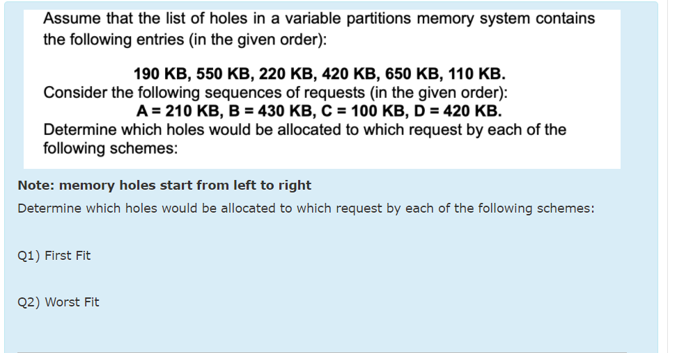 Solved Assume that the list of holes in a variable | Chegg.com