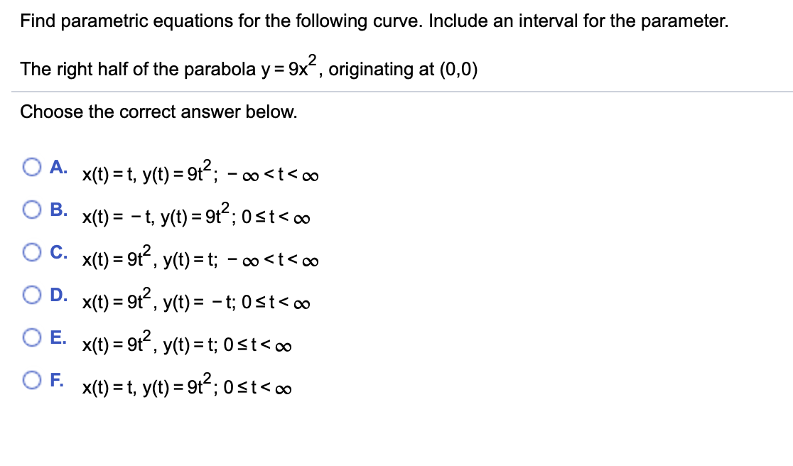 Solved Find parametric equations for the following curve. | Chegg.com