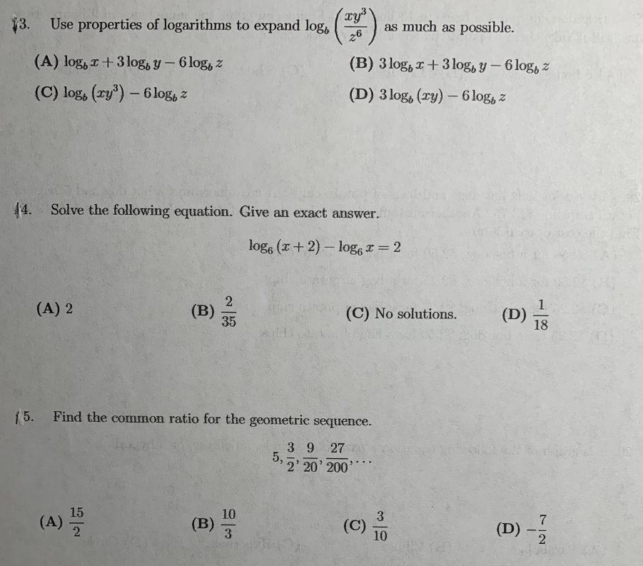 Solved 13. Use properties of logarithms to expand | Chegg.com