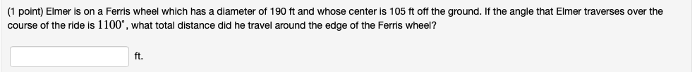 Solved (1 point) Elmer is on a Ferris wheel which has a | Chegg.com