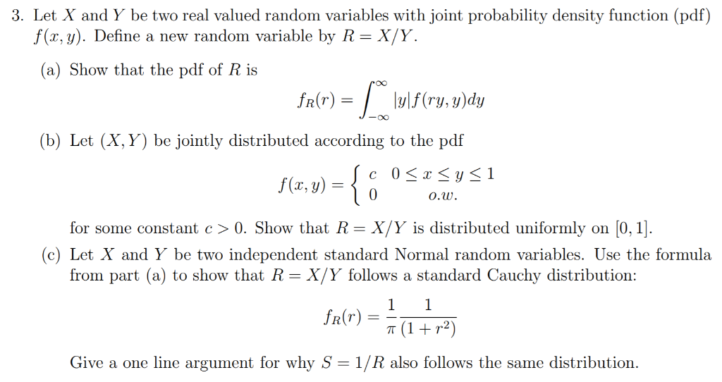 Solved 3. Let X and Y be two real valued random variables | Chegg.com