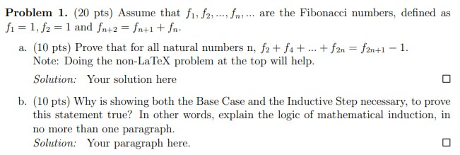 Solved Assume that f1, f2, ..., fn, ... are the Fibonacci | Chegg.com