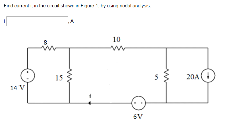 [Solved]: Find current i, in the circuit shown in Figure 1
