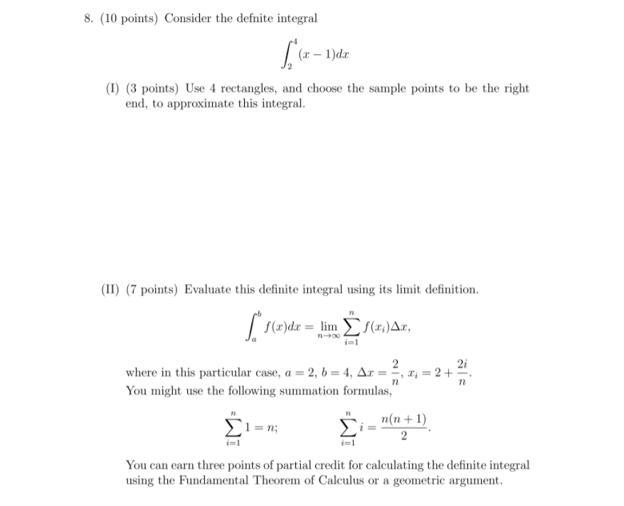Solved 8. (10 points) Consider the defnite integral [ (a – | Chegg.com Solved 8. (10 points) Consider the defnite integral [ (a – | Chegg.com
