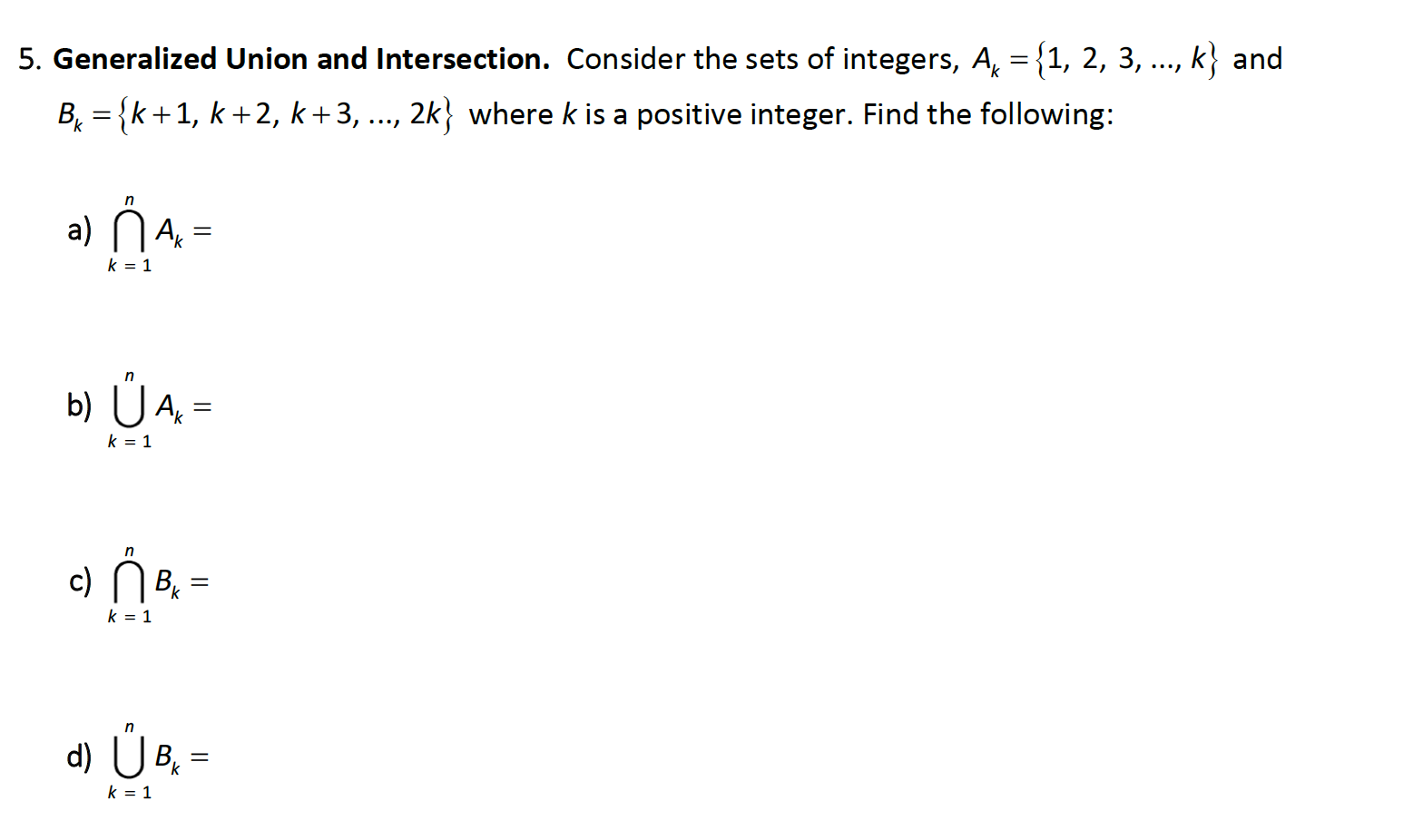 Solved 5. Generalized Union and Intersection. Consider the | Chegg.com