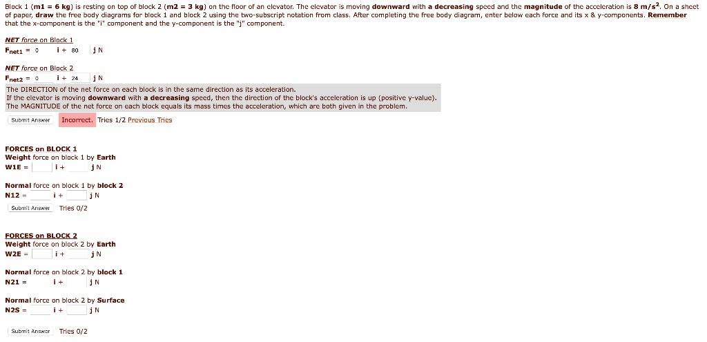 Solved Block 1 (m1 = 6 kg) is resting on top of block 2 (m2 | Chegg.com