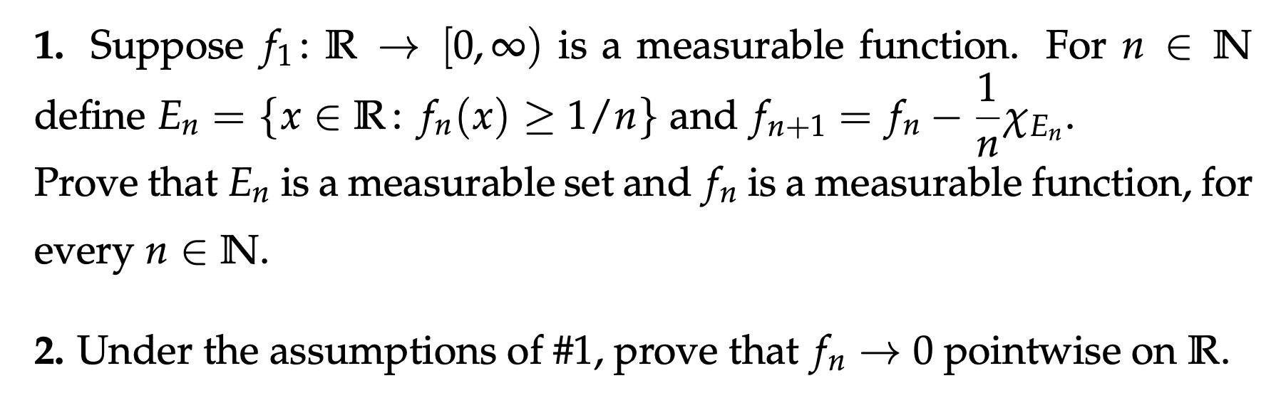 Solved 1. Suppose fi: R+ (0,00) is a measurable function. | Chegg.com