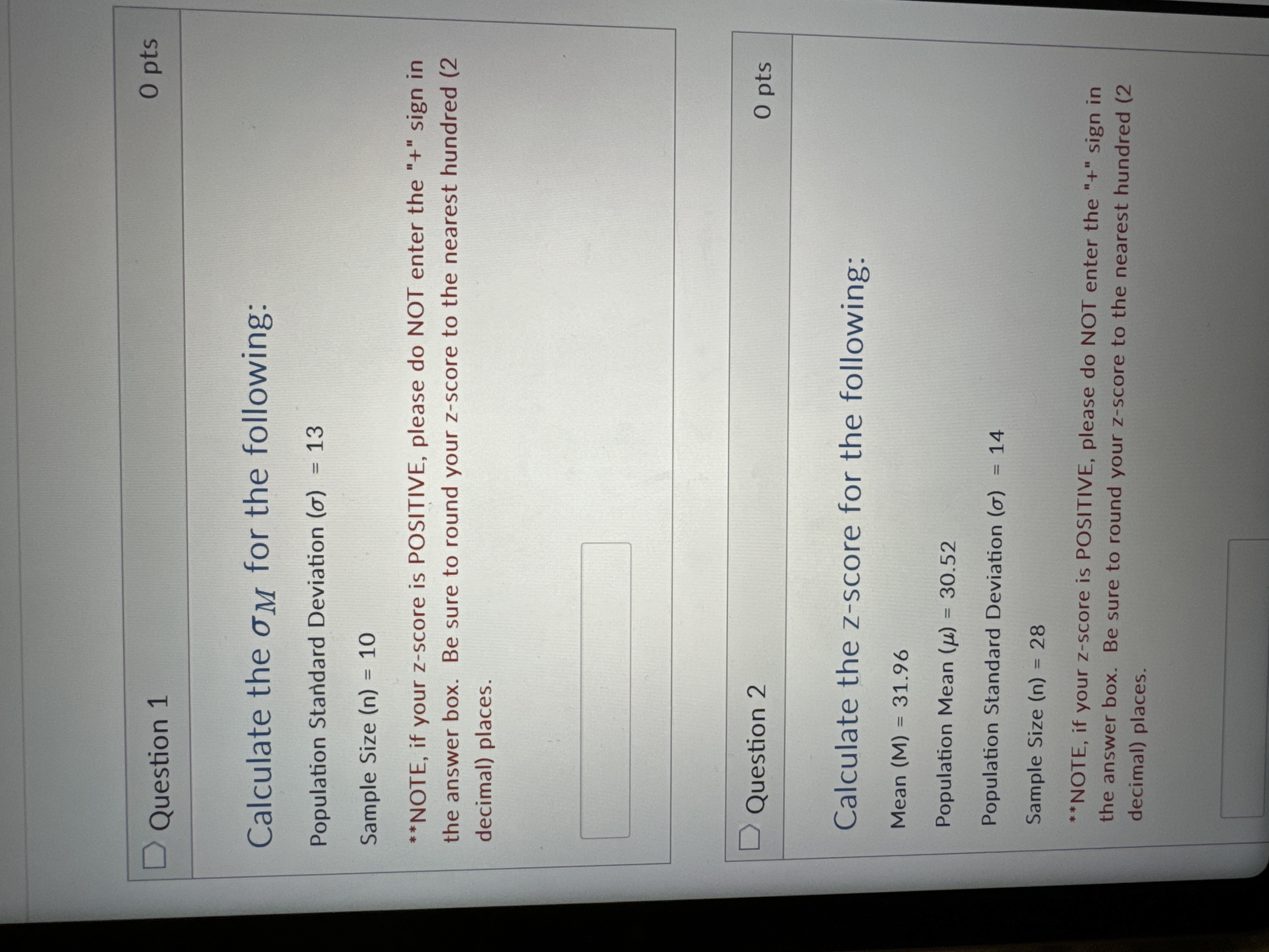 Solved Question 1Calculate the σM ﻿for the | Chegg.com