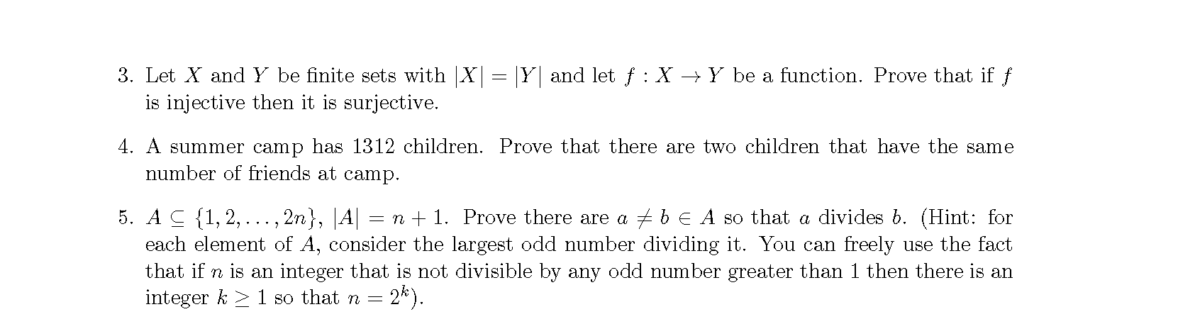 Solved 3. Let X and Y be finite sets with X is injective | Chegg.com