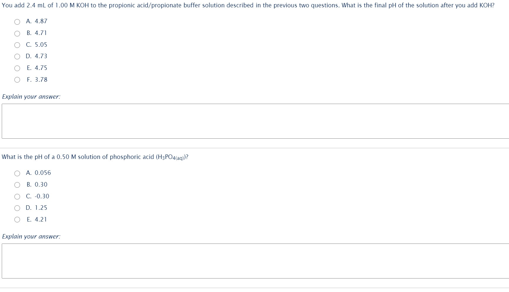 Solved A propionic acid buffer is prepared by adding 0.15 | Chegg.com